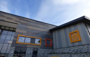 Engraved ROCKPANEL façade cladding installed at Aberdeenshire school